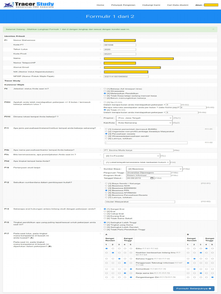 Contoh Form Tracer TH 2021 | PDF