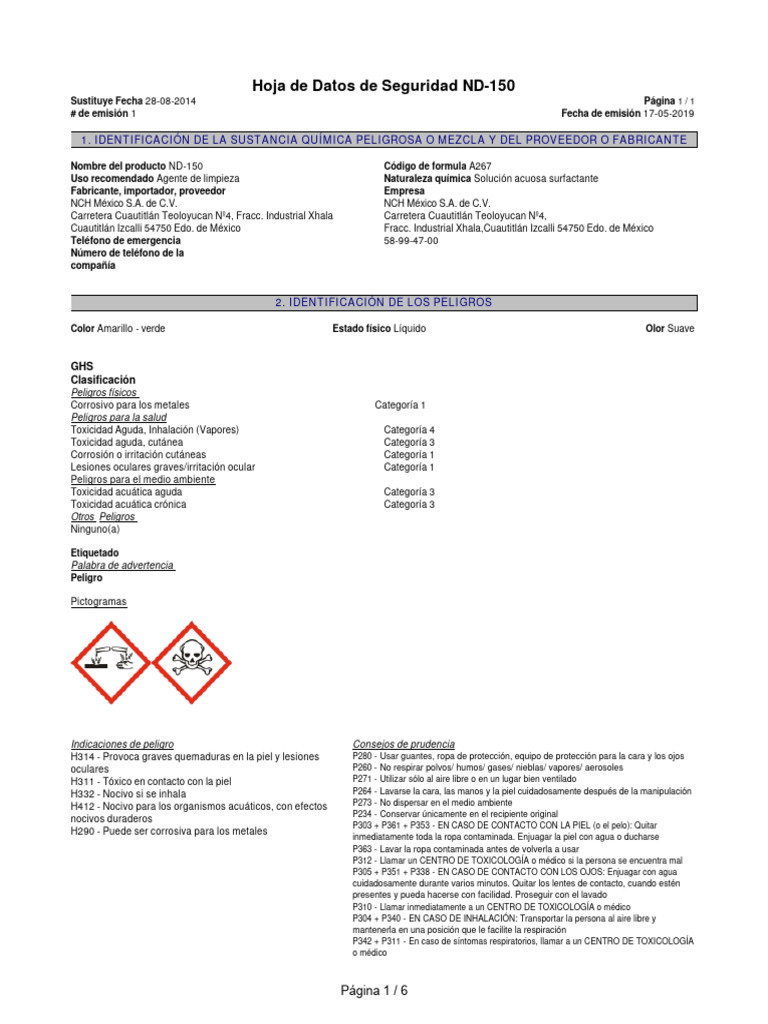 Desengrasante ND-150 - A267 | PDF | Química | Materiales