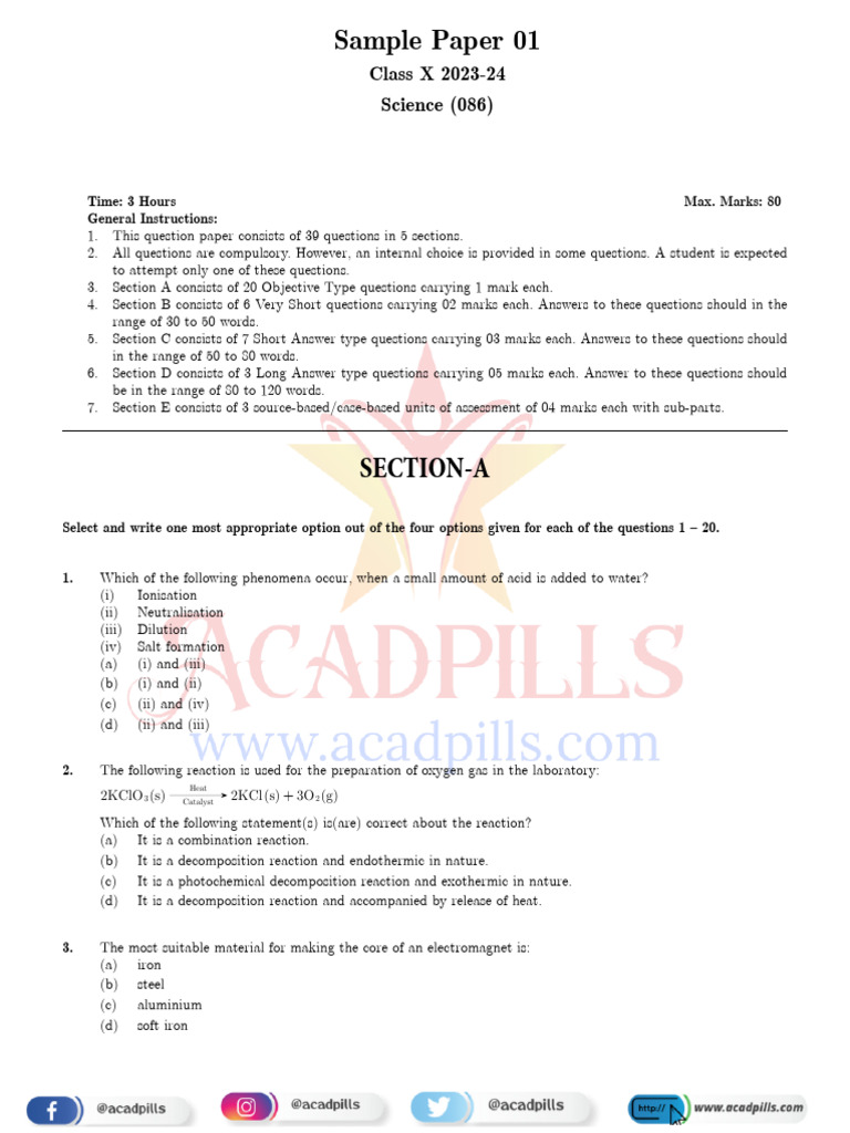 Science SQP-01 2024 | PDF | Atmosphere Of Earth | Refraction