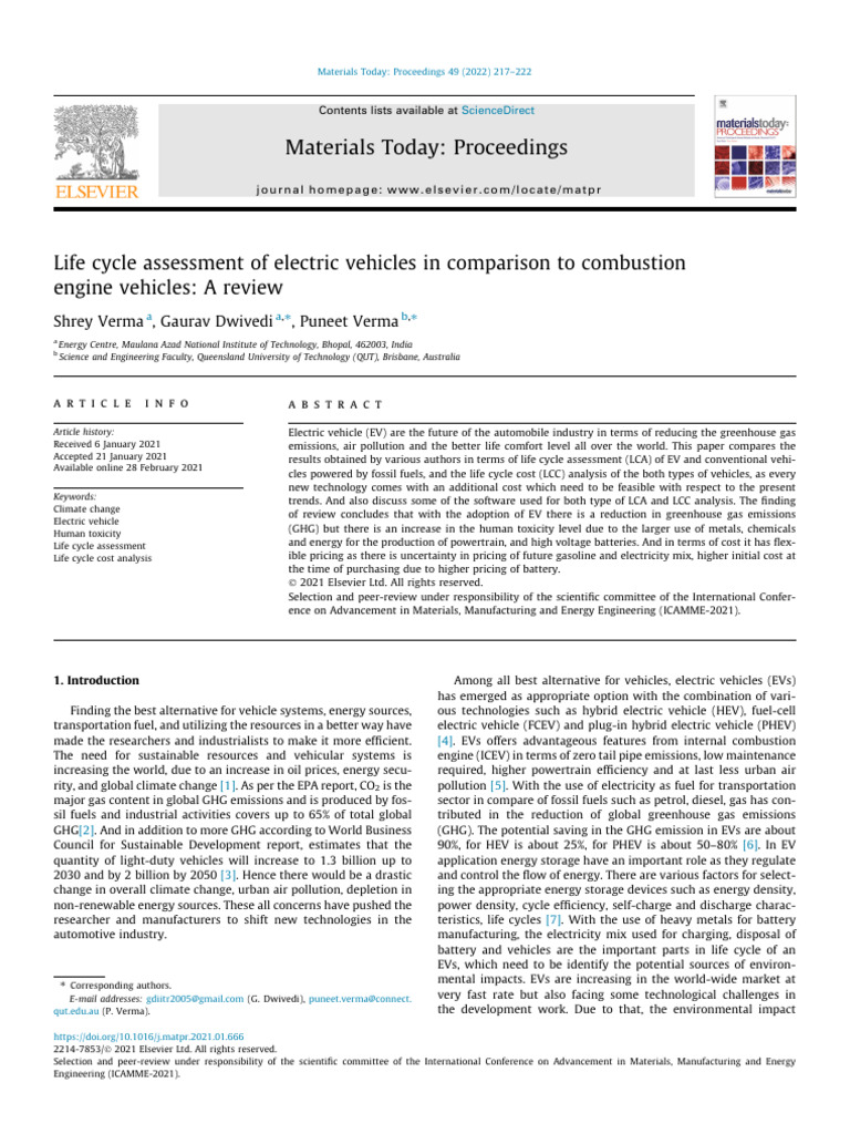 1 s2.0 S221478532100763X Main | PDF | Life Cycle Assessment | Electric ...