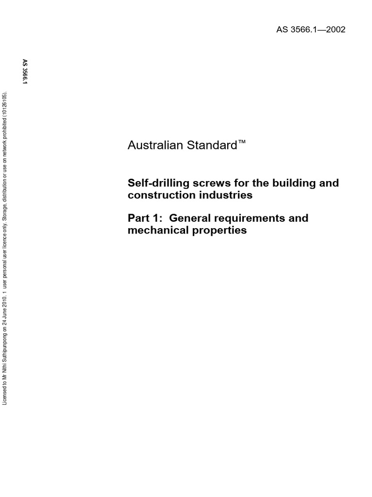 As 3566.1 - 2002 Self-Drilling Screws For The Building - General ...