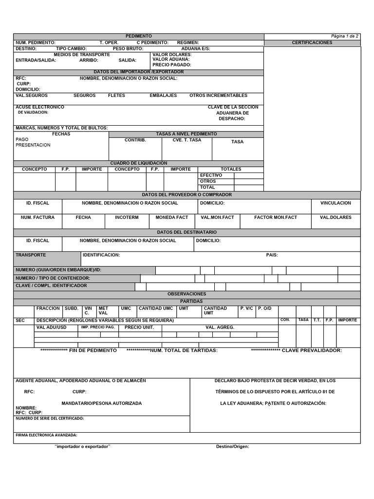 Pedimento | PDF | aduana | Business