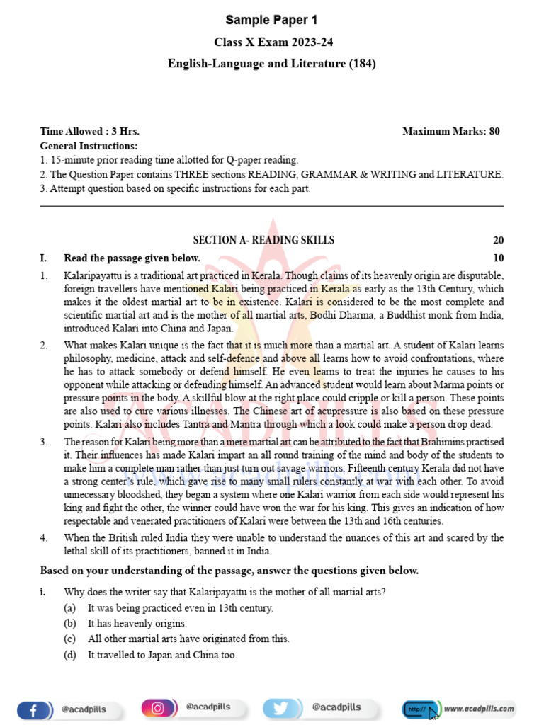 English SQP-01 2024 | PDF