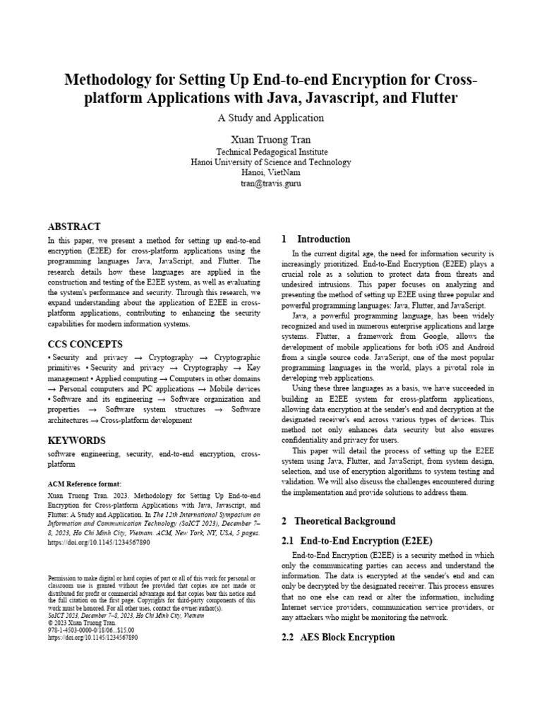 Soict2023 - E2EE For Cross-Platform Applications | PDF | Key (Cryptography) | Encryption