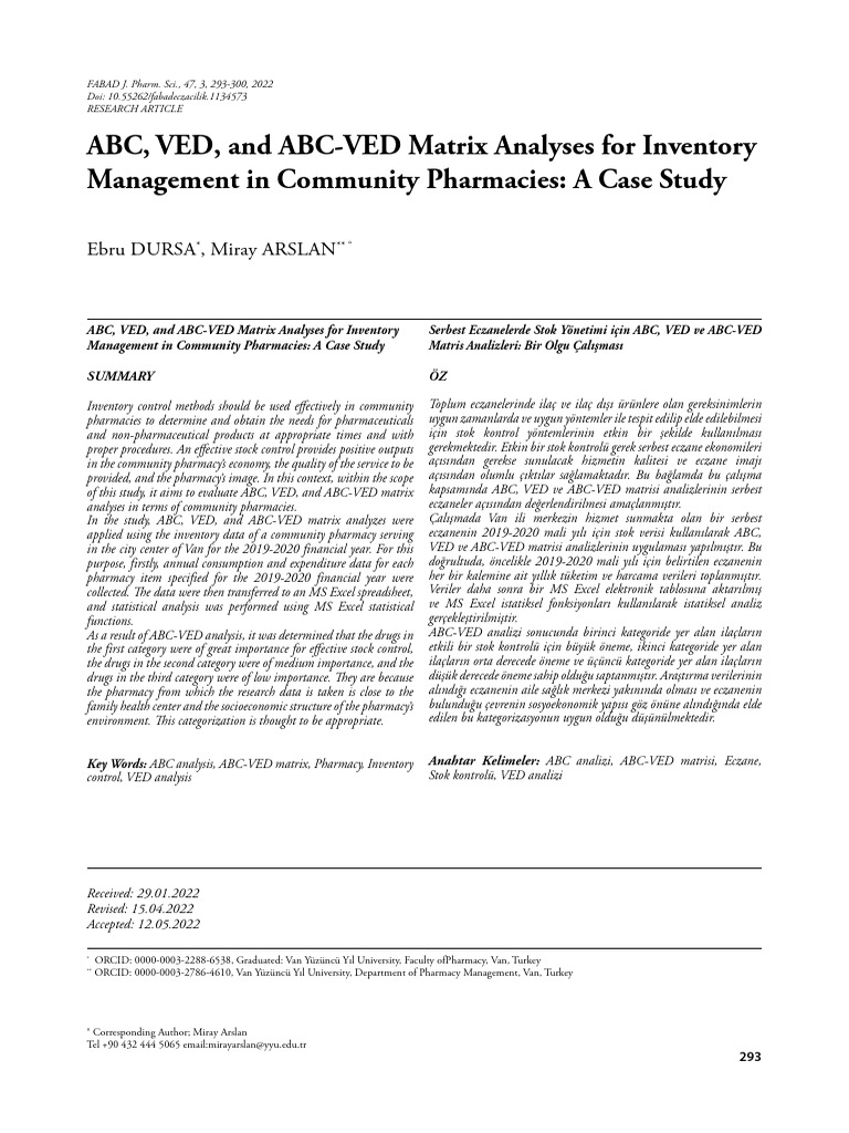 ABC, VED, and ABC-VED Matrix Analyses For Inventory Management in ...