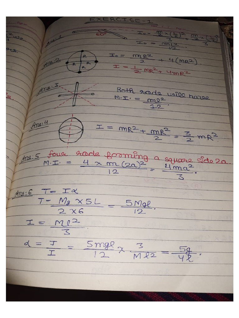 Ex-1 Solutions Rotational Motion | PDF