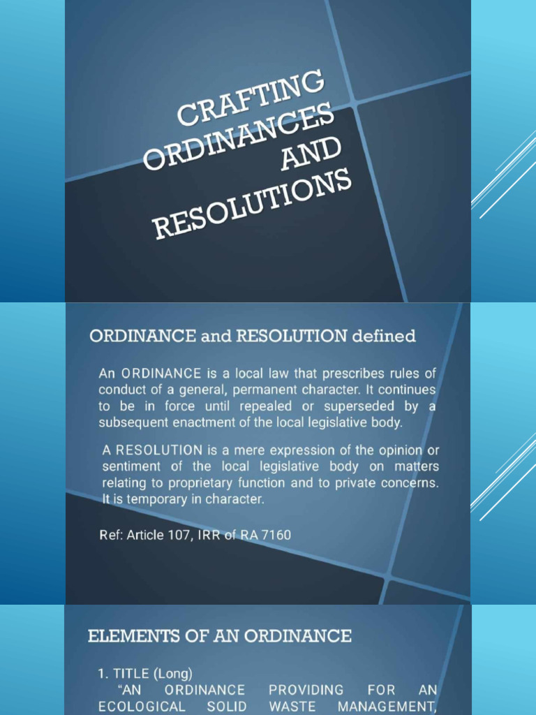 Crafting Ordinances and Resolutions Brgy. Officials | PDF | Law