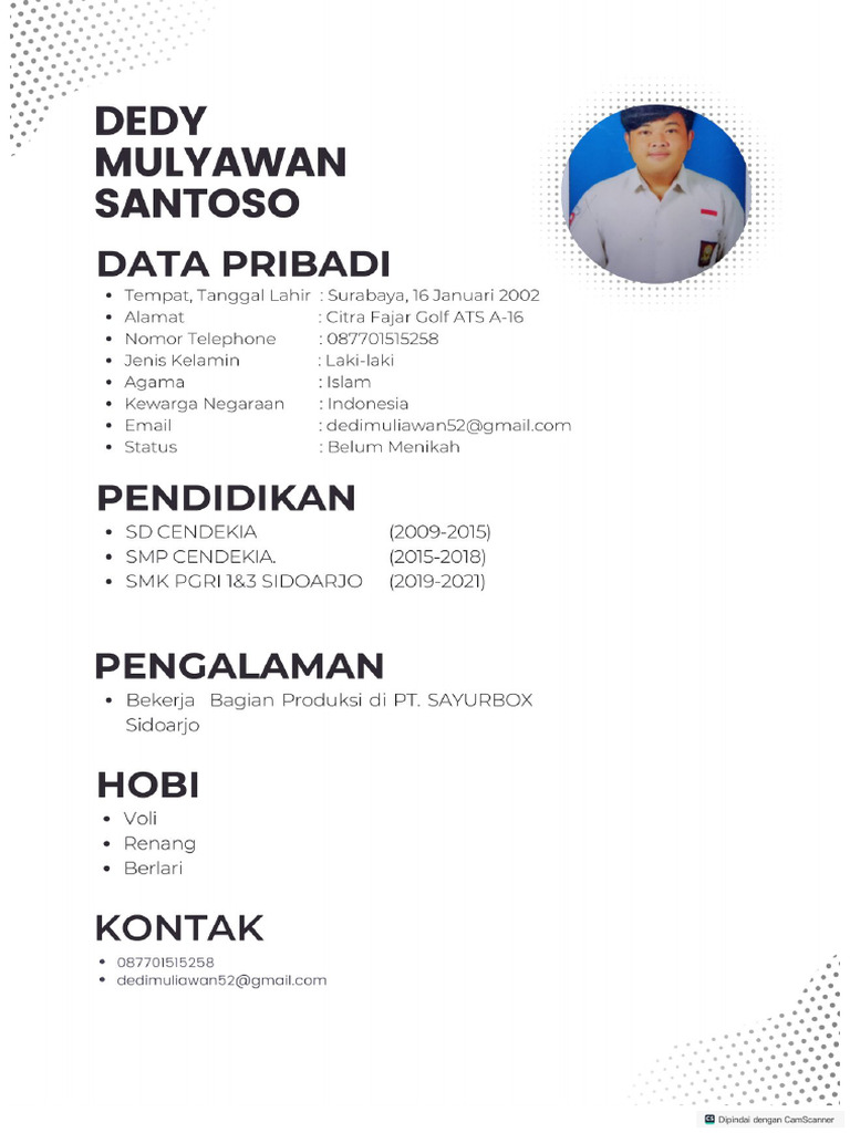 CV Dedy Mulyawan Santoso | PDF