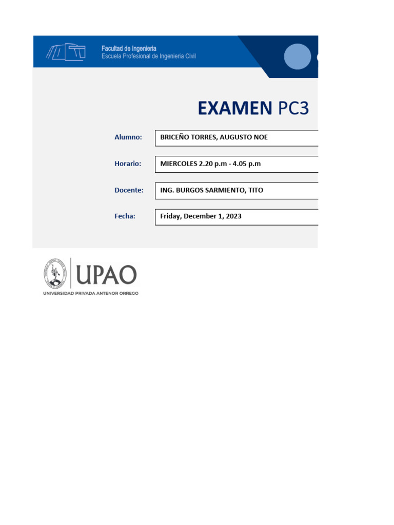 PC3 - Caminos - Briceño Torres, Augusto | PDF | Ingeniería