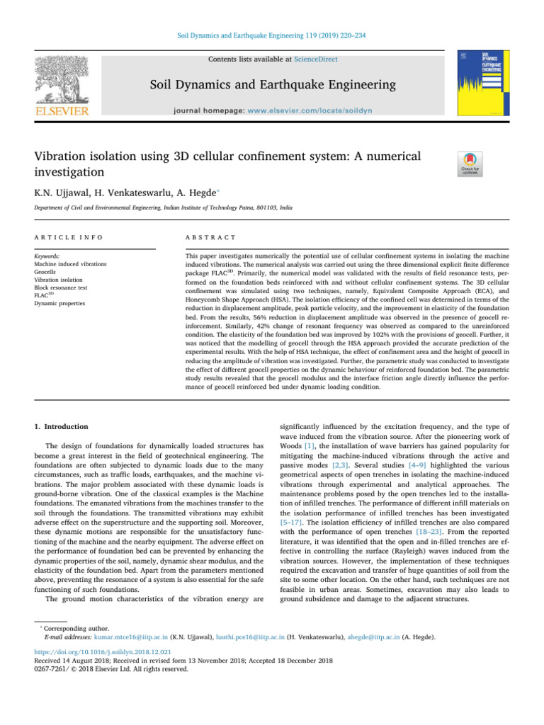 Vibration Isolation Using 3D Cellular | PDF | Resonance | Earthquake ...