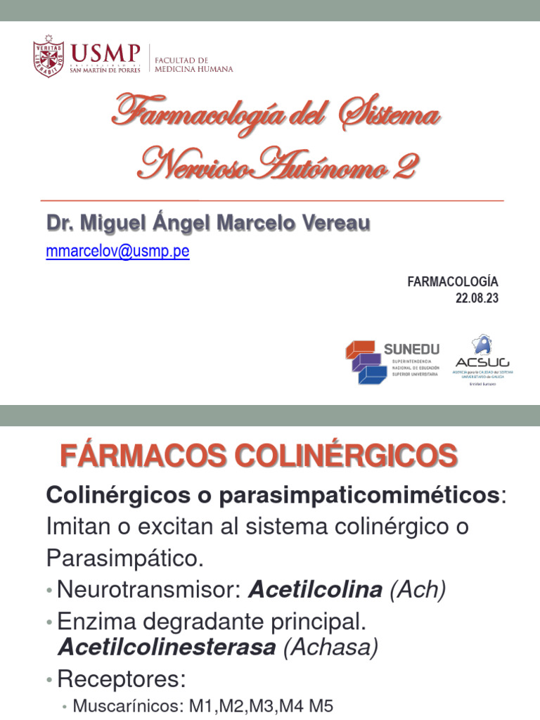 S3 - Farmacología Del SNA 2 | PDF | Acetilcolina | Drogas