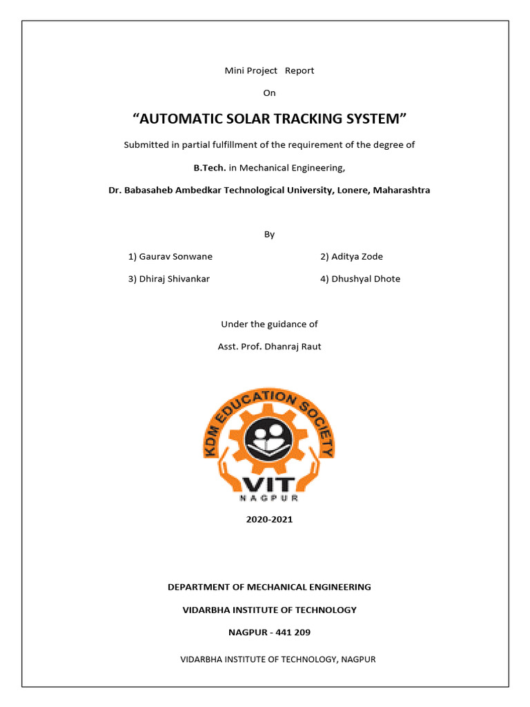 Solar Tracker | PDF | Nature | Sun