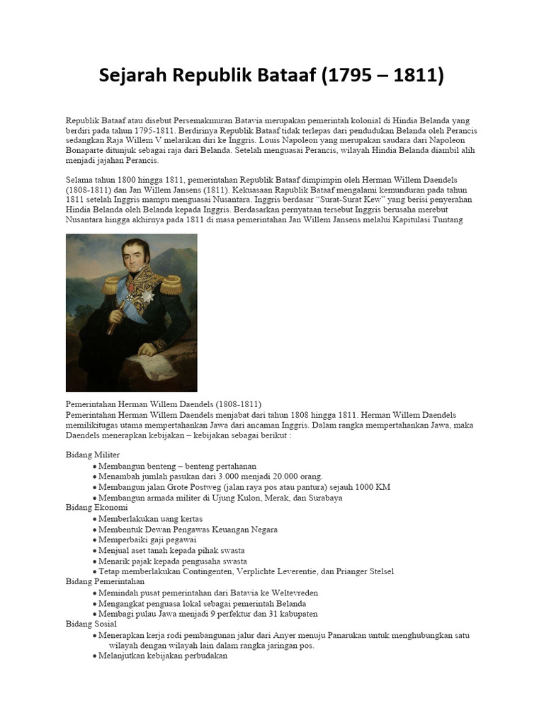 Sejarah Republik Bataaf (1795 - 1811) | PDF | Perjalanan | Sejarah