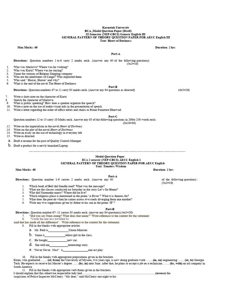 Draft Model Question Papers of III Sem NEP 2022-22 PDF-3 | PDF | Heart ...