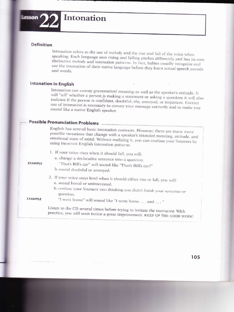 Theory Practice - Lesson 22 - Intonation - Compressed | PDF | Speech | Philology
