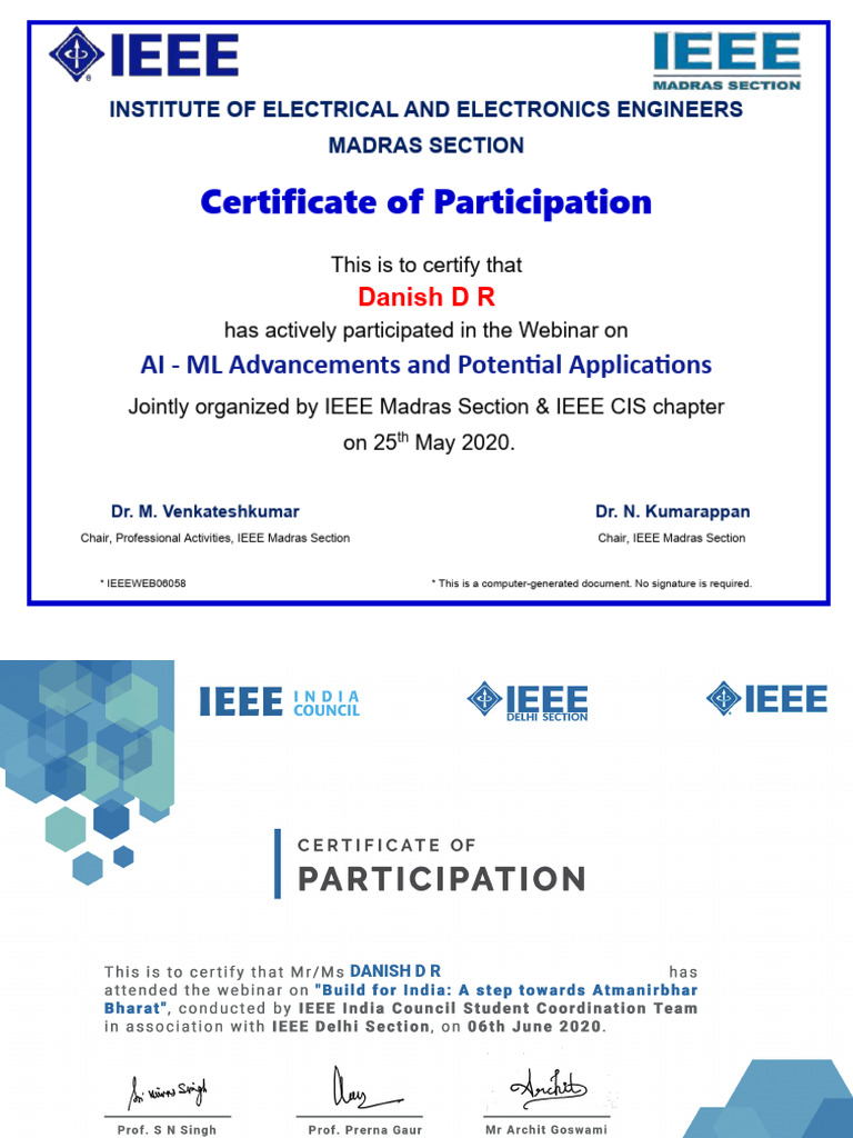 IEEE Certificates | PDF