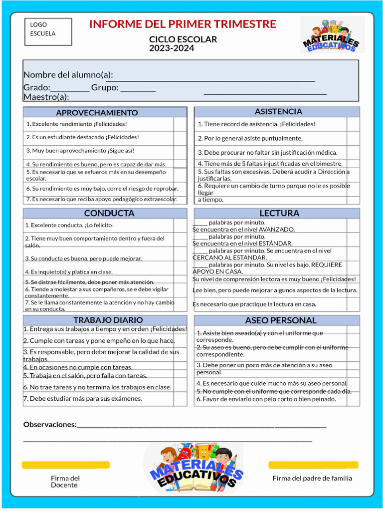 Informe Del Primer Trimestre PDF | PDF