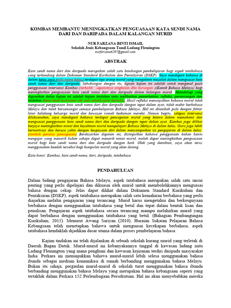 CTH Kajian Tindakan | PDF