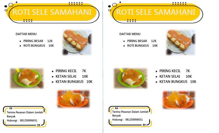 Menu Roti Sele Kecil | PDF | Griya & Taman