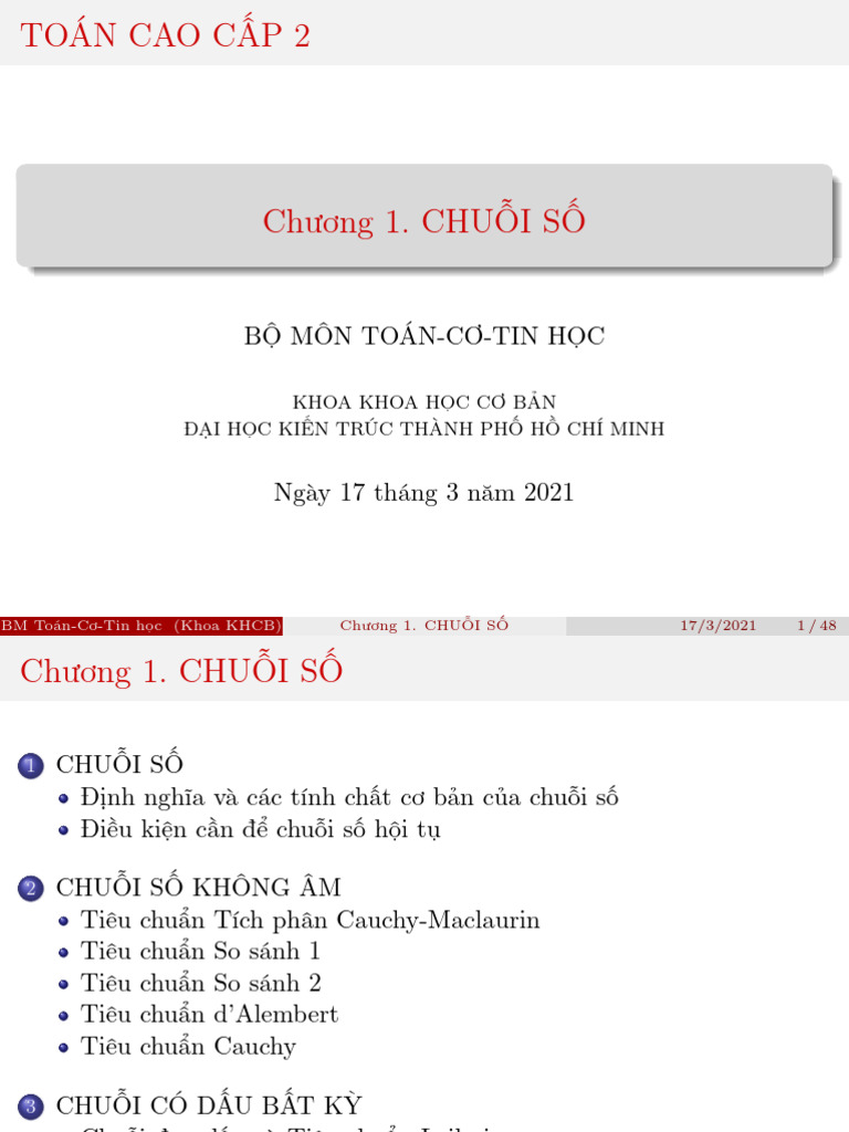ToanCC2 Chuong1 ChuoiSo | PDF