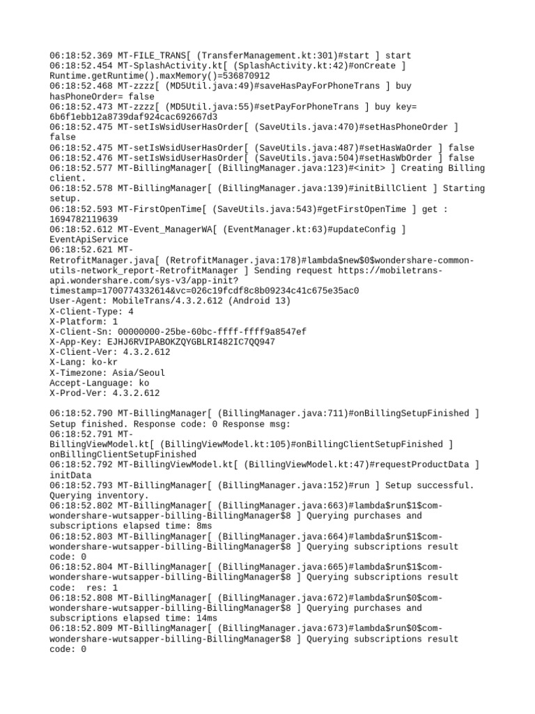MobileTrans Billing and Subscription Log | PDF | Java (Programming ...
