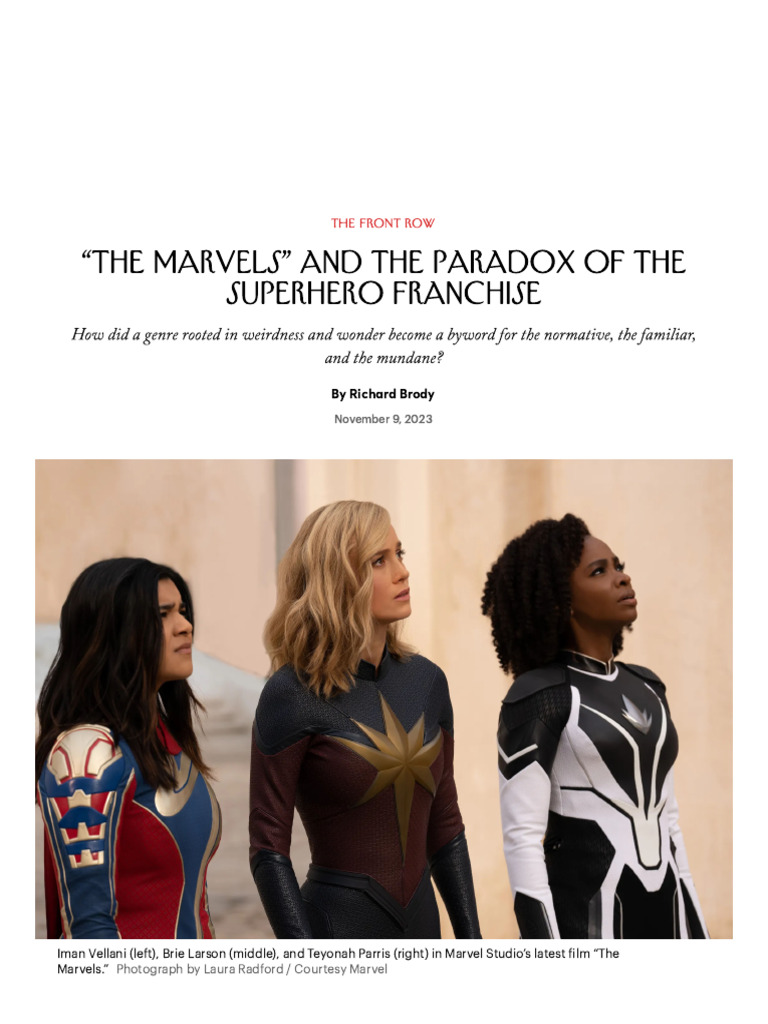 "The Marvels" and The Paradox of The Superhero Franchise - The New Yorker | PDF