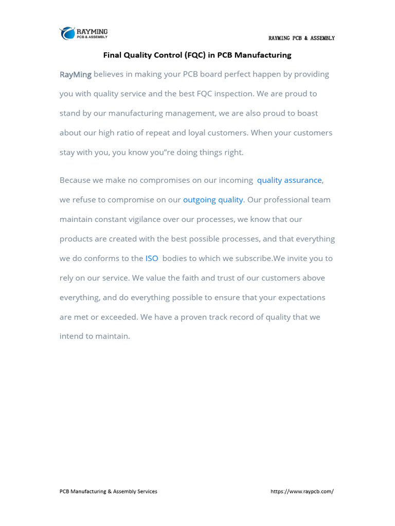 Final Quality Control (FQC) in PCB Manufacturing | PDF | Printed Circuit Board | Physical Sciences