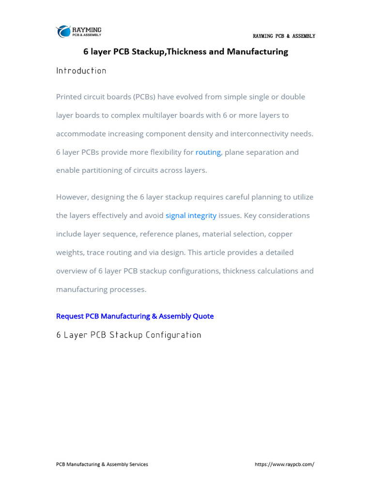 6 Layer PCB Stackup Guide | PDF | Printed Circuit Board | Engineering