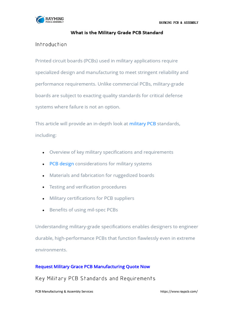 Military Grade PCB Standards Overview | PDF | Printed Circuit Board ...
