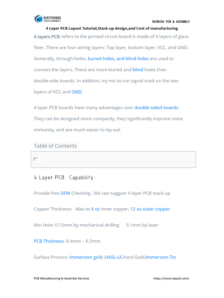 4 Layer PCB Layout Tutorial, Stack-Up Design, and Cost of Manufacturing | PDF | Printed Circuit ...