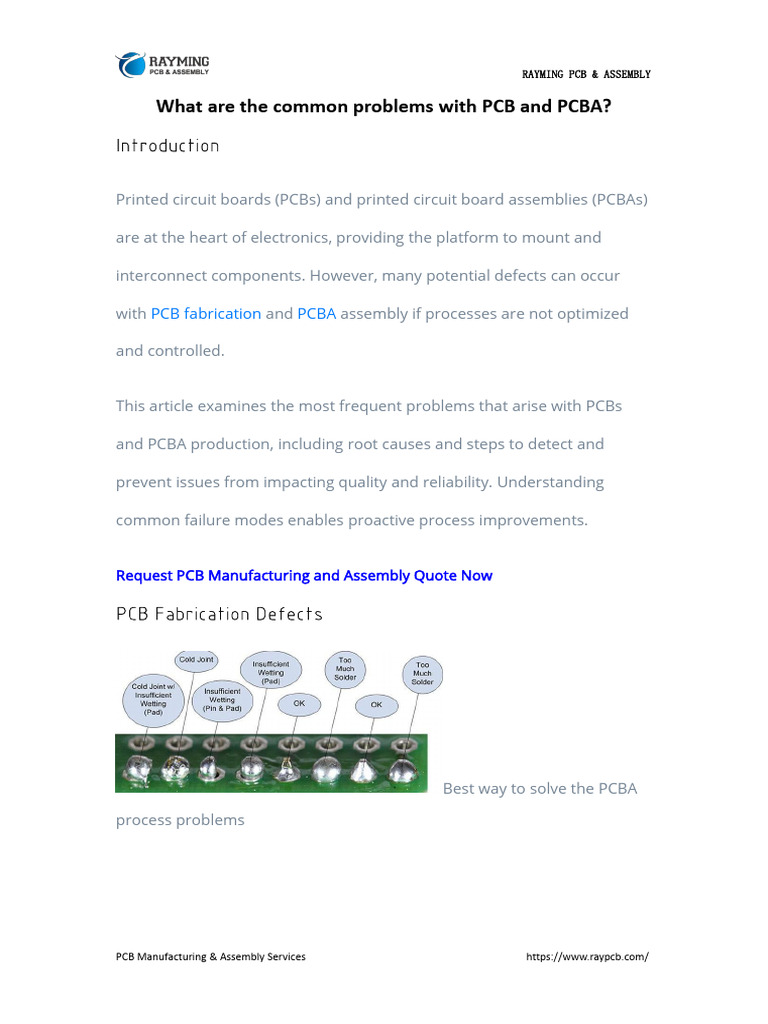What Are The Common Problems With PCB and PCBA | PDF | Printed Circuit Board | Soldering