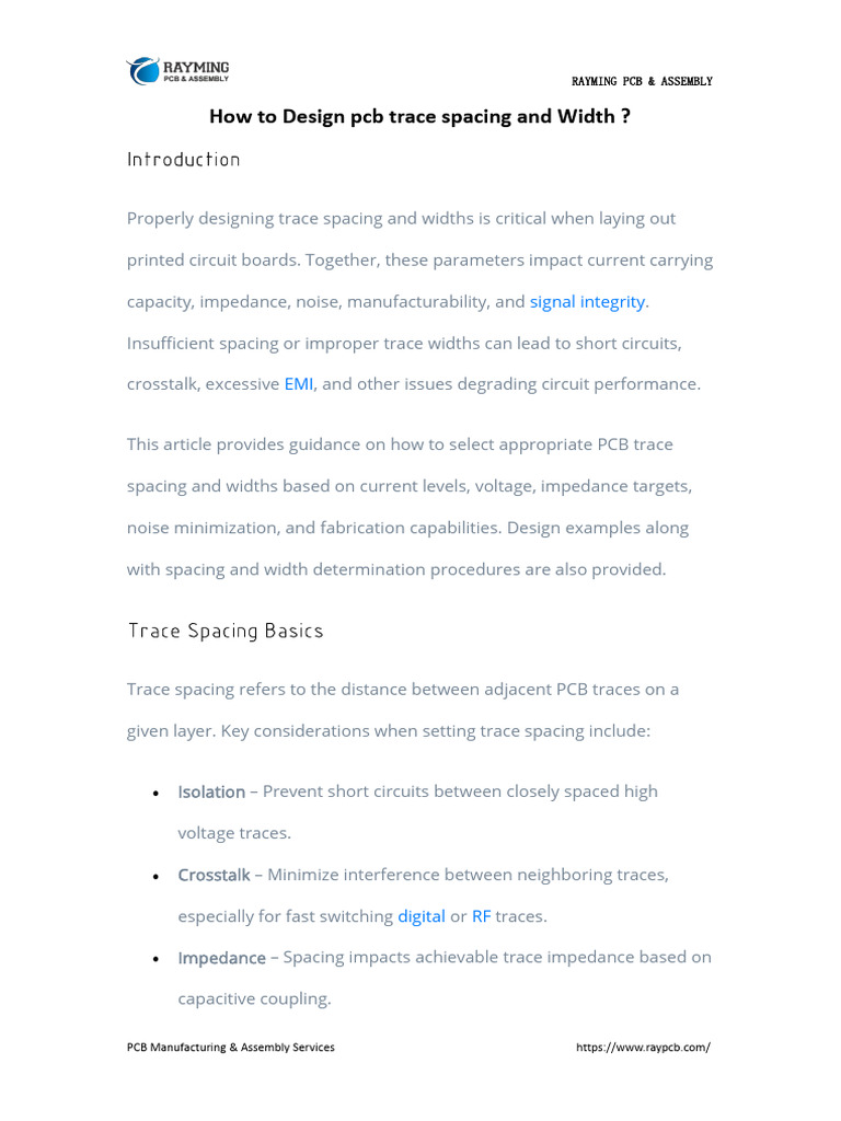 How To Design PCB Trace Spacing and Width | PDF | Printed Circuit Board ...