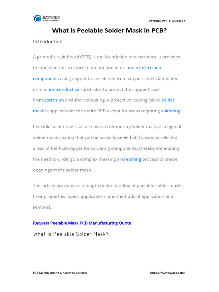 What Is Peelable Solder Mask in PCB | PDF | Printed Circuit Board ...