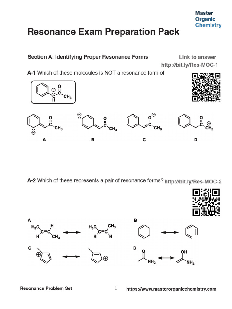 1 Resonance Practice Problems | PDF | Molecular Physics | Phases Of Matter