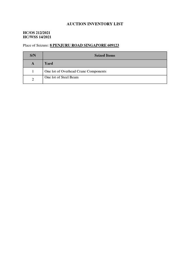 Auction Inventory List Wss 14 of 2021 | PDF