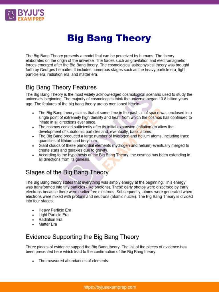 Big Bang Theory Upsc Notes 86 | PDF | Big Bang | Universe
