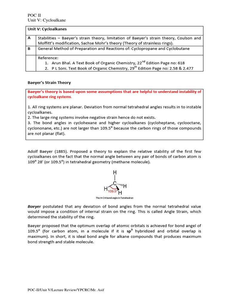 Cycloalkane - Bayer Strain Theory and Limitation of Bayer Strain Theory ...