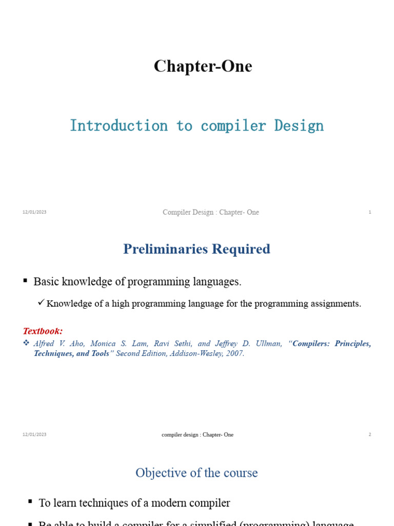 001chapter One - Introduction To Compiler Design | PDF | Compiler | Programming
