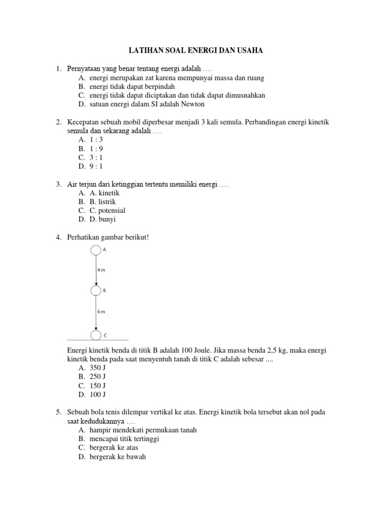 Soal Energi Dan Usaha Kelas 8 | PDF
