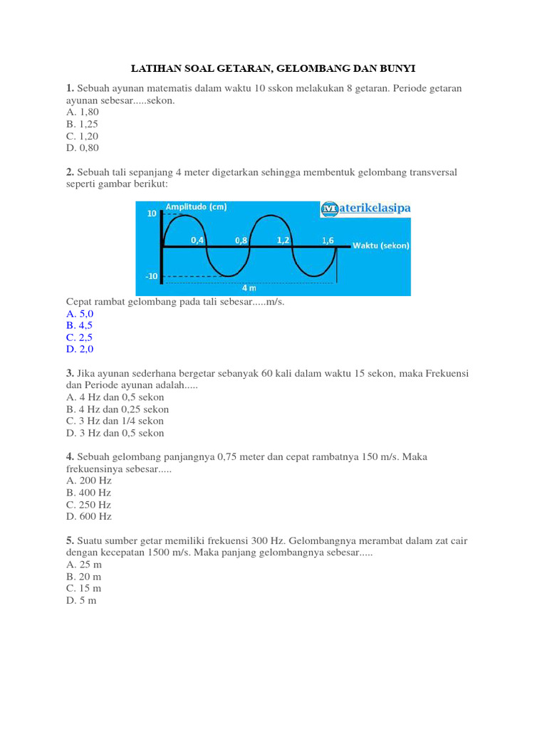 Latihan Soal Getaran dan Gelombang Kelas 8 | PDF