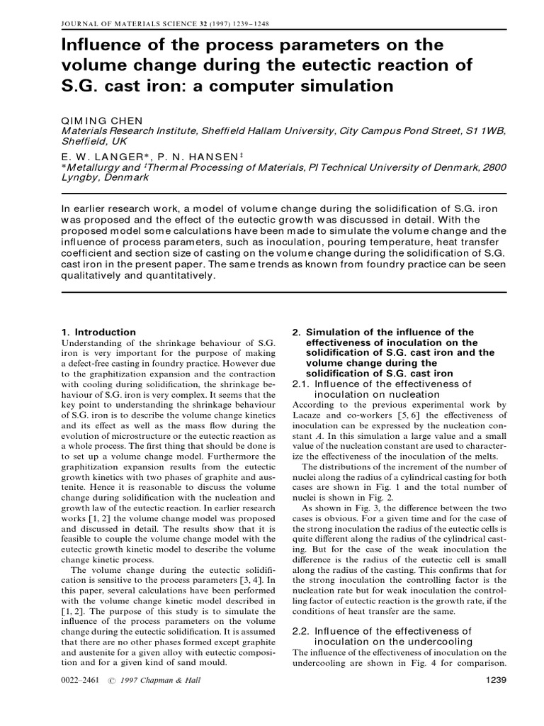 CHEN1997 Article InfluenceOfTheProcessParameter | PDF | Freezing | Nucleation