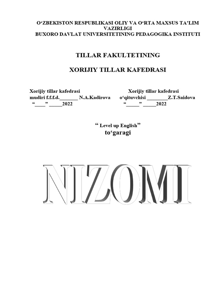 To'garak Nizom Saidova | PDF