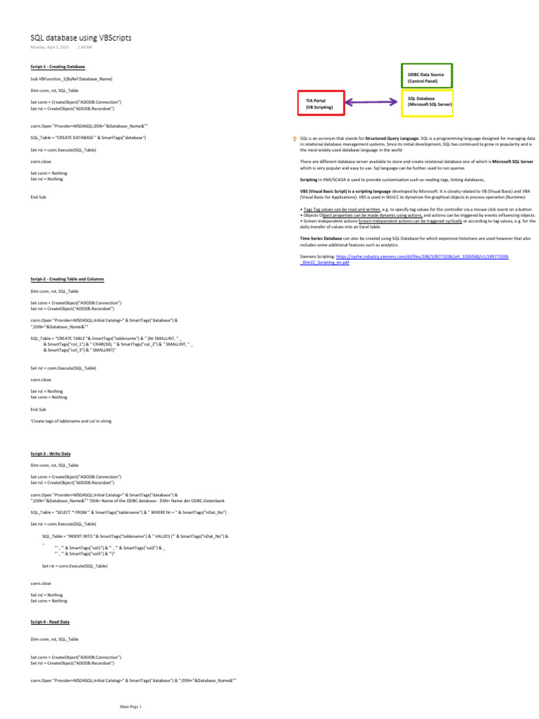 Sql Database Using Vbscripts Pdf Databases Visual Basic For Applications 9987