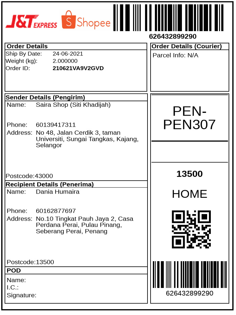 Air Waybill - Standard Delivery 1 | PDF