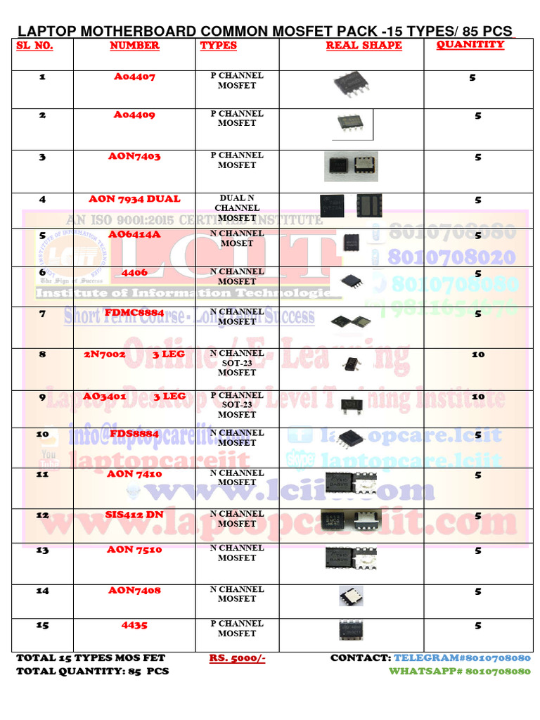 15 Types of MOSFETs for Laptops | PDF