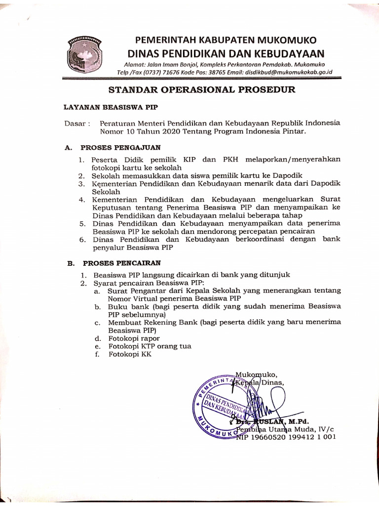 SOP Layanan Beasiswa PIP | PDF