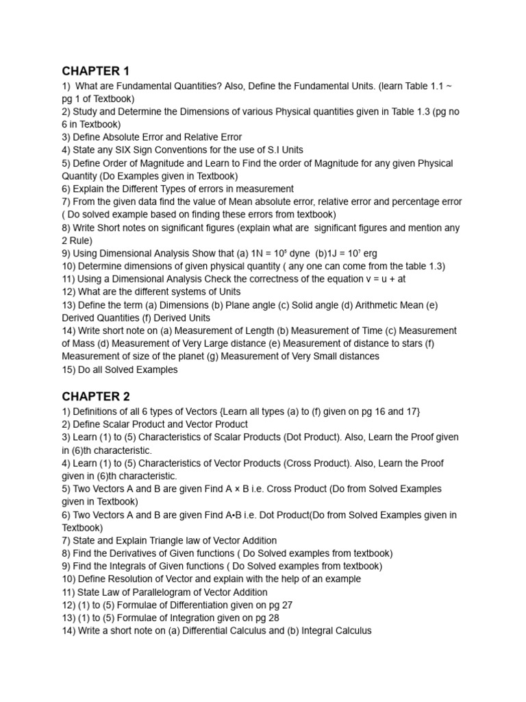 Question Bank (Chapter 1 & 2) | Download Free PDF | Euclidean Vector | Derivative