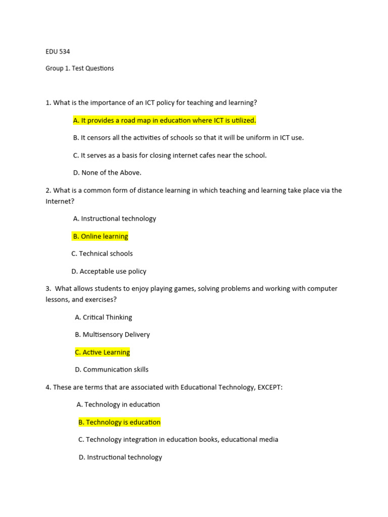 EDU534 100 TQs | PDF | Educational Assessment | Educational Technology