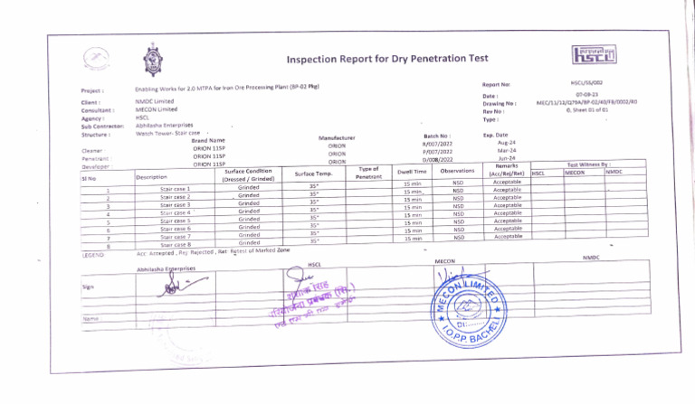Dry Penetration Test | PDF