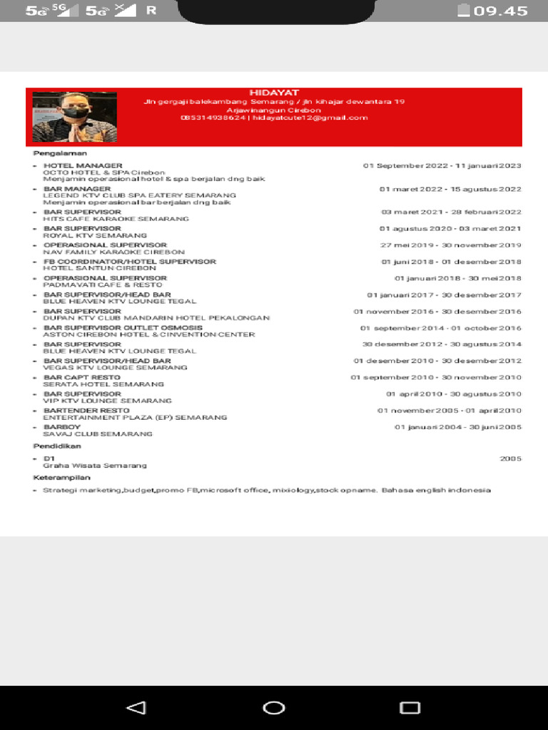 CV Manager Hidayat | PDF